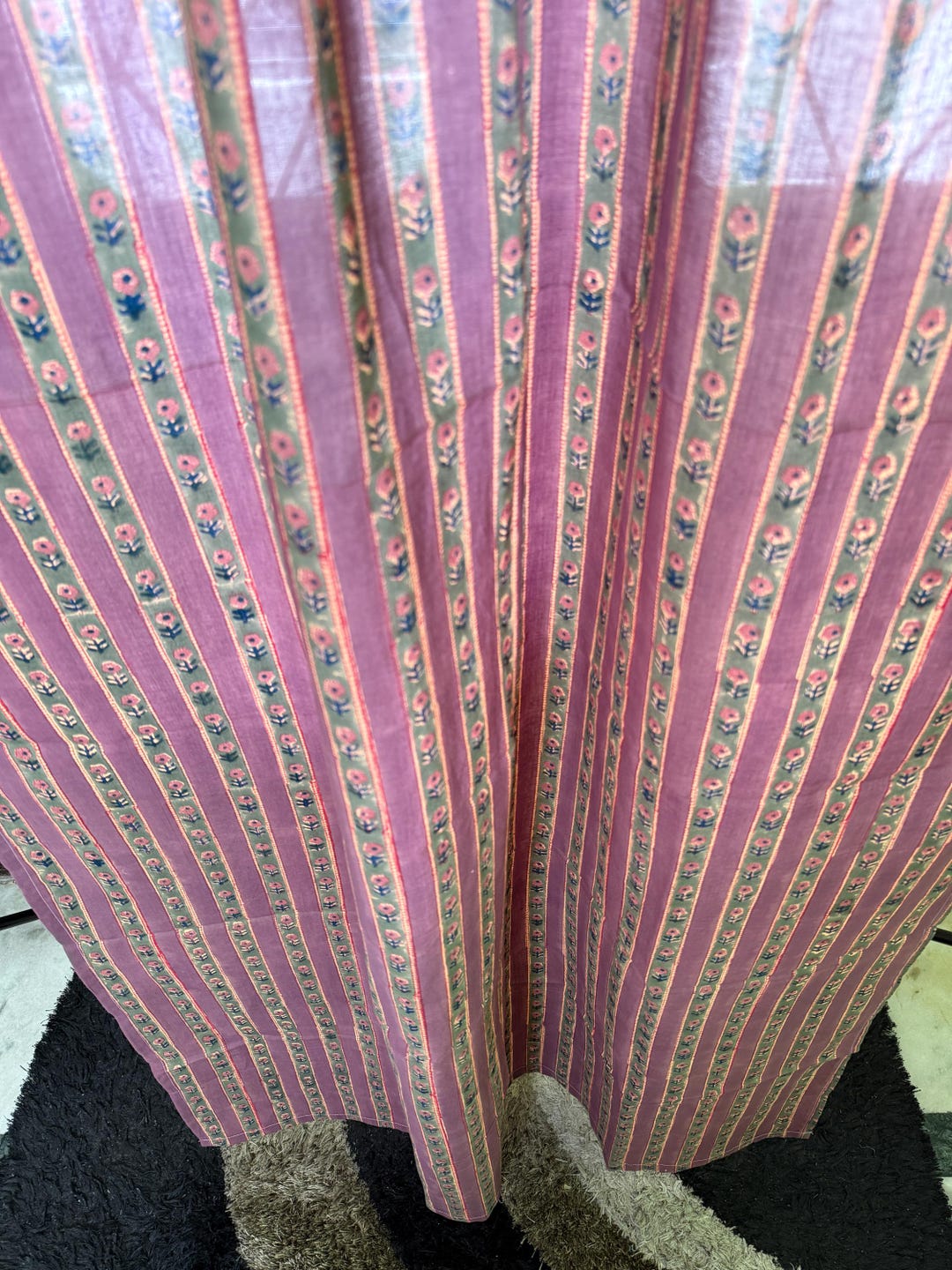 Stripe Cotton Curtains With Rod Pocket /custom Panel/indian Sheer ...