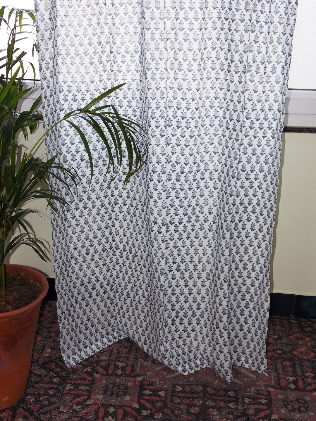 Cotton Sheer Curtains With Rod Pockets/can Be Customized/indian Design ...