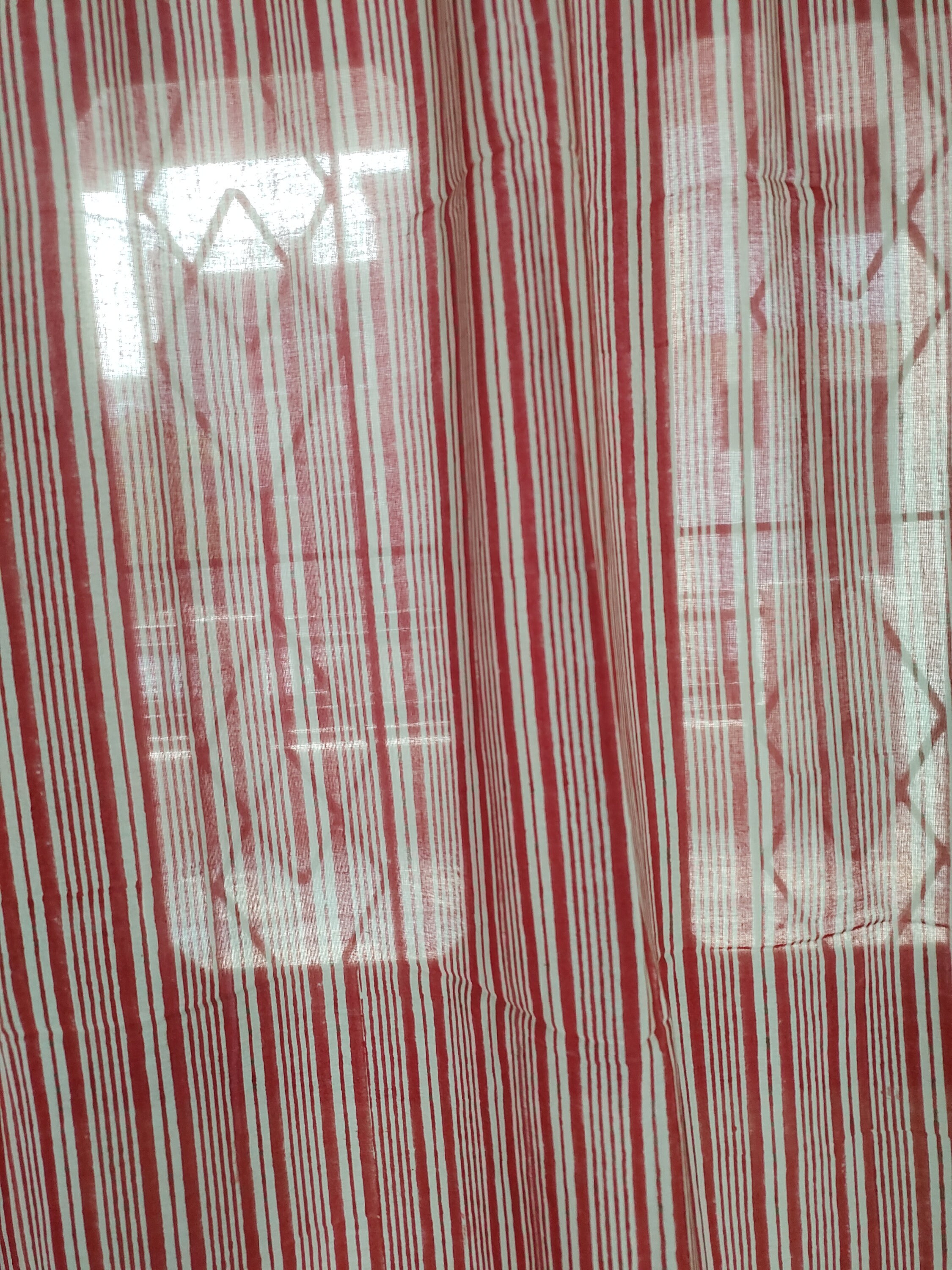 French Style Cotton Curtain: Cherry Red Stripes, Farmhouse Block Print ...