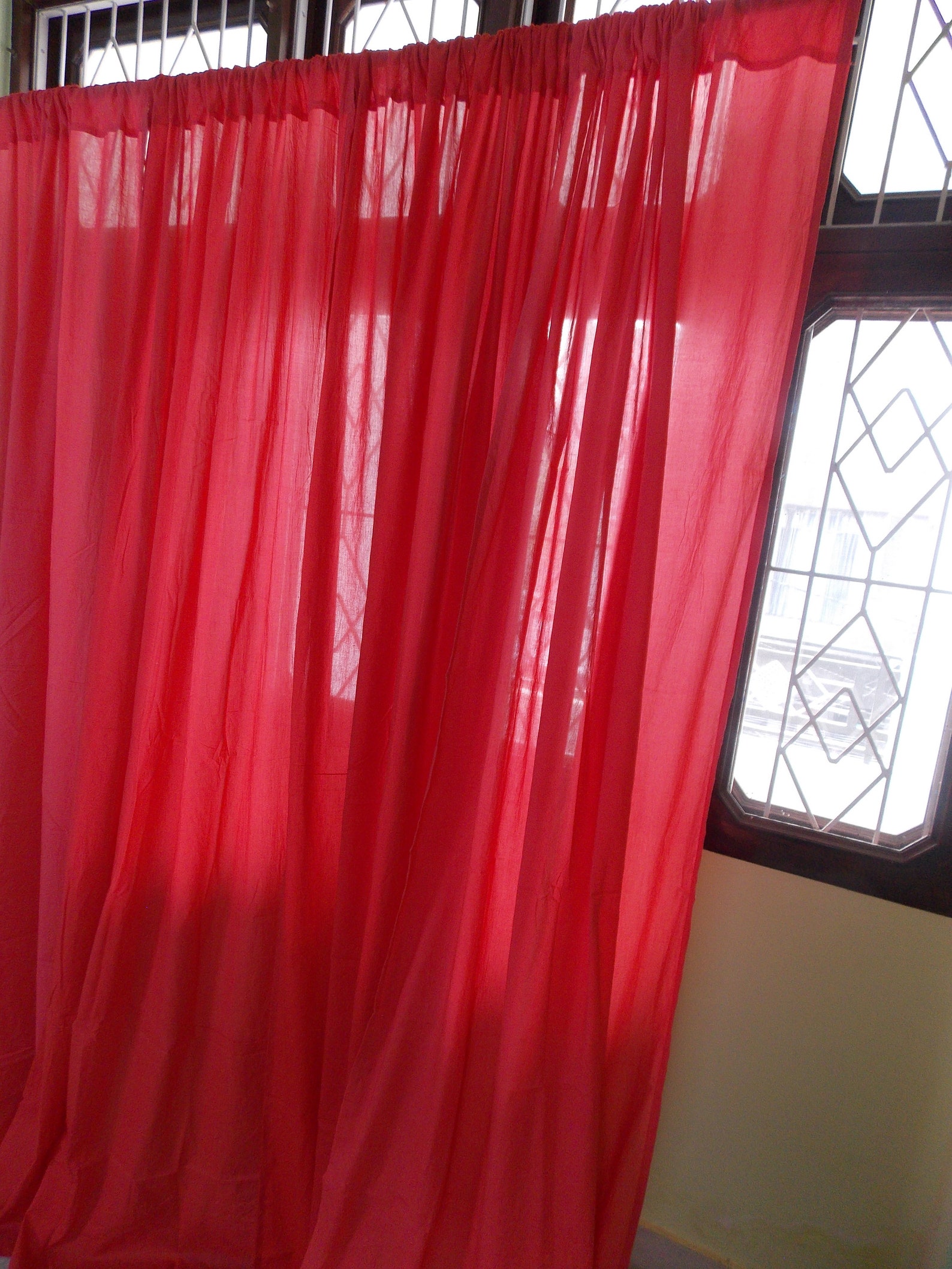 Dip Dye Red Cotton Curtain: Sheer Indian Panel, Customizable - Etsy
