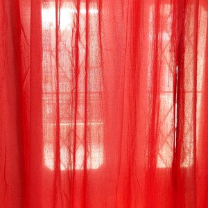 Sheer Red Curtains - Combination Red Panels - Red Cotton Curtain - 4 ...