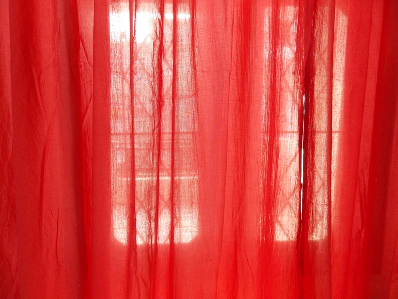 Sheer Red Curtains Combination Red Panels Red Cotton Curtain 4 Shades ...