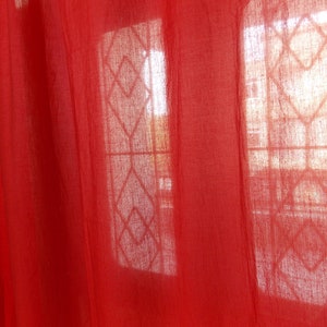 Sheer Red Curtains - Combination Red Panels - Red Cotton Curtain - 4 ...