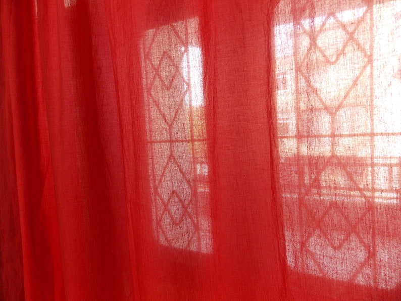 Sheer Red Curtains Combination Red Panels Red Cotton Curtain 4 Shades ...