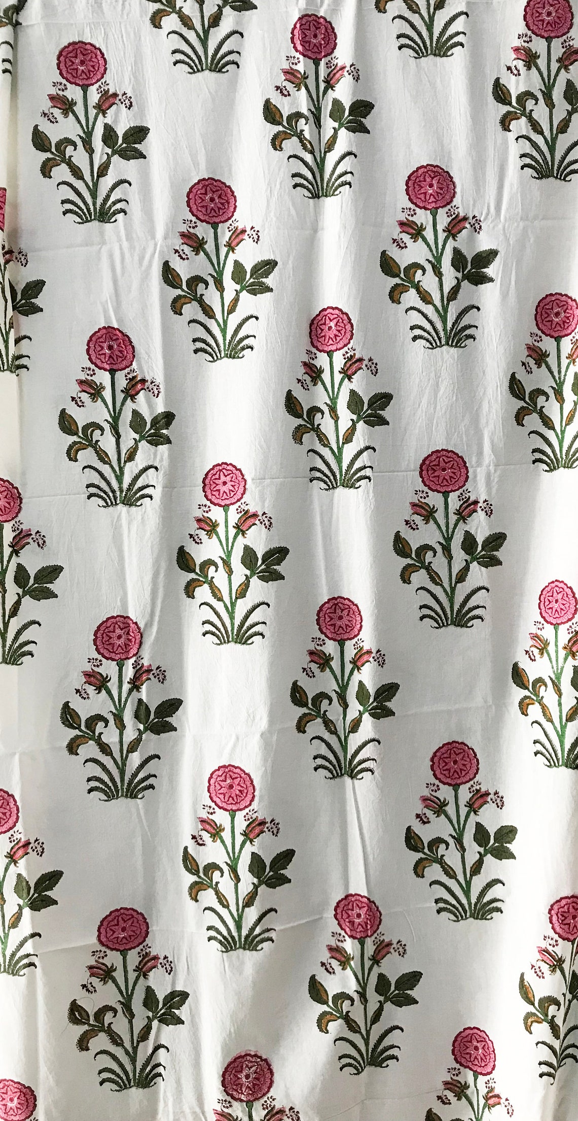 Floral Block Print Cotton Curtain Panel: Bohemian Window Decor - Etsy