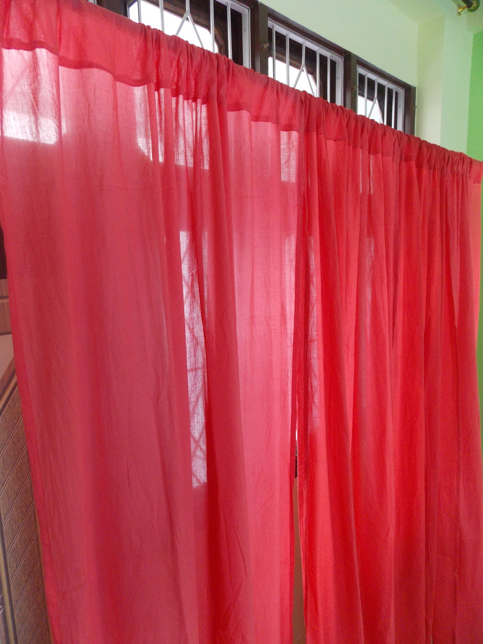 Dip Dye Red Cotton Curtain: Sheer Indian Panel, Customizable - Etsy
