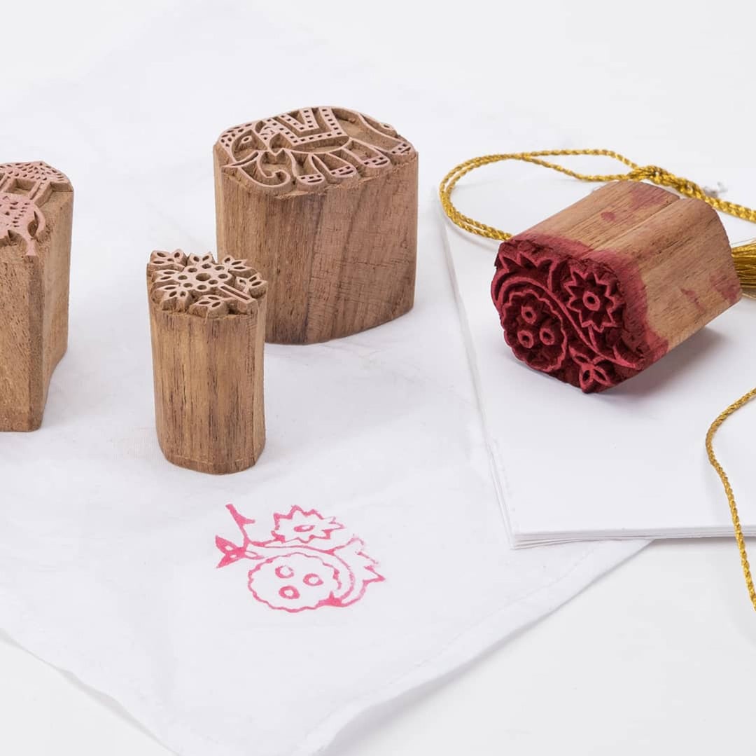 Hand Block Print Kit: Kids Learning Crafts, Wooden Stamps - Etsy