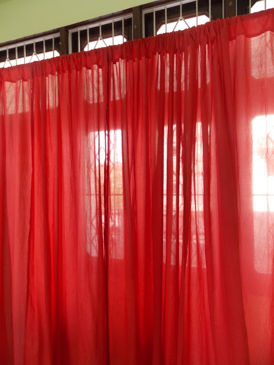 Dip Dye Red Cotton Curtain: Sheer Indian Panel, Customizable - Etsy