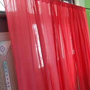 Sheer Red Curtains - Combination Red Panels - Red Cotton Curtain - 4 ...