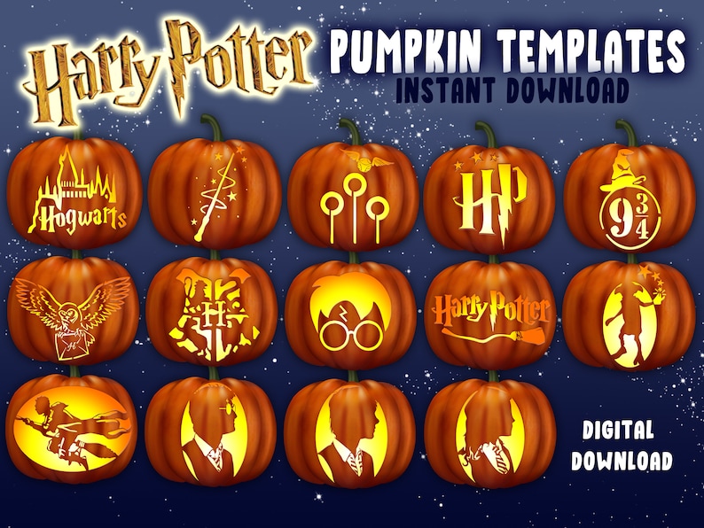 Potter Pumpkin Carving Stencils | A4 Jack O Lantern Template Patterns ...