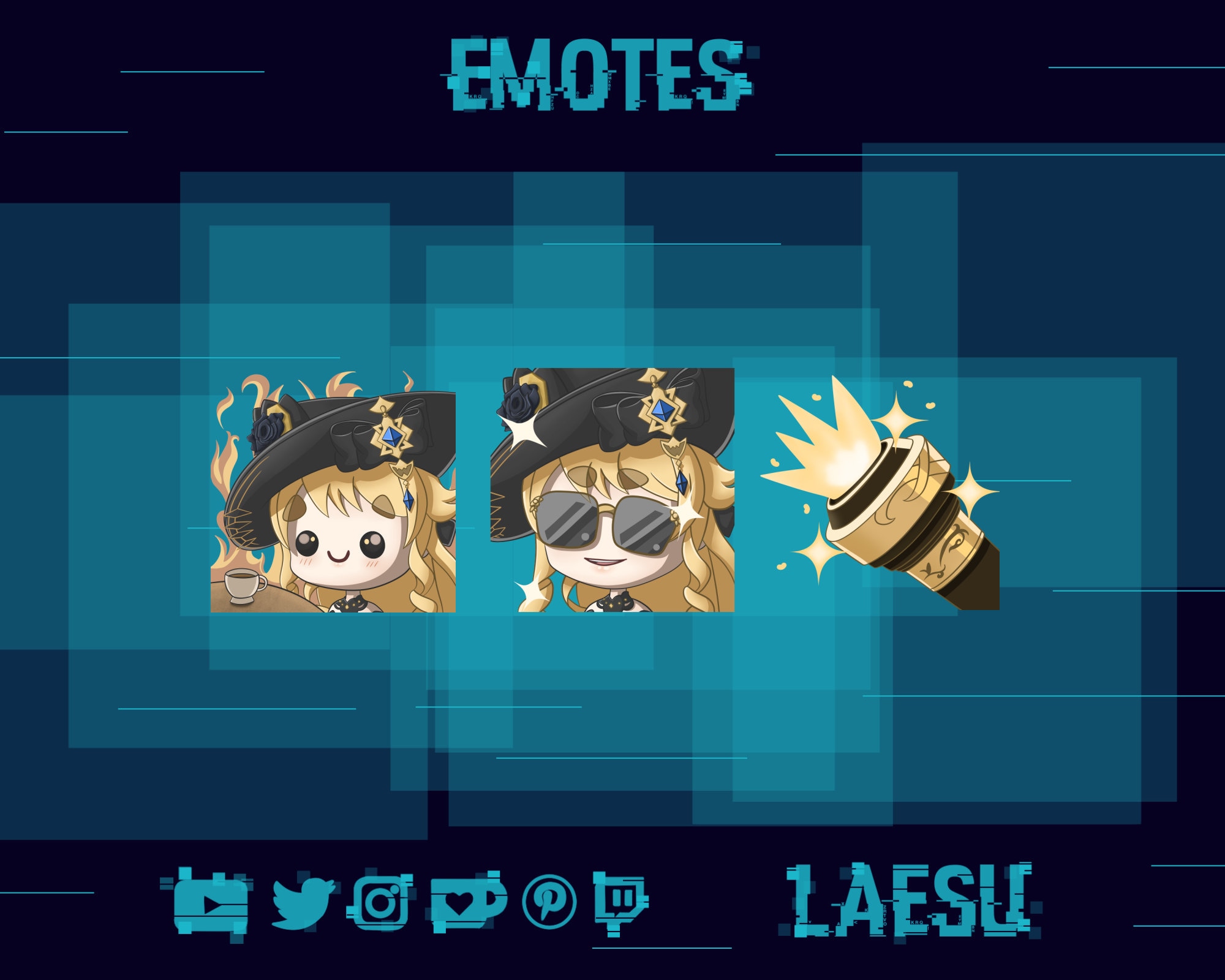 Genshin Navia Emote Package Twitch Stream Overlay Chat Assets Discord ...