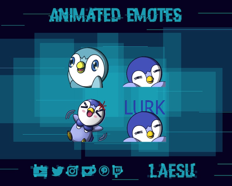 ANIMATED Pokemon Piplup Emote Package Twitch Chat Assets Discord ...