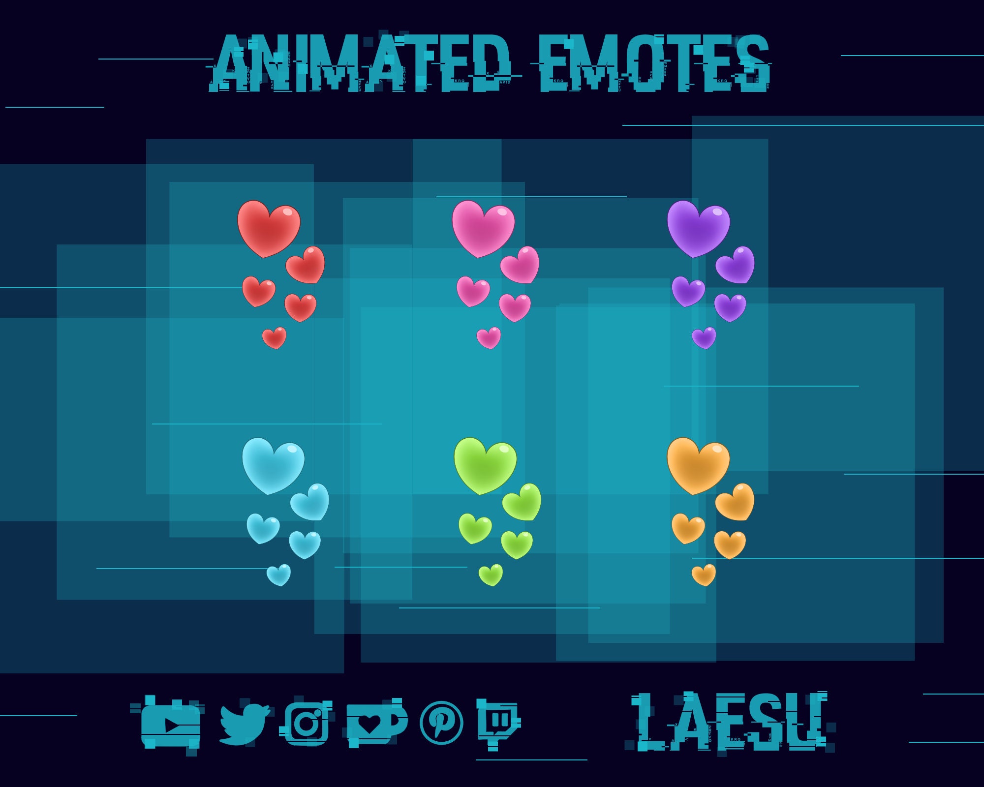 ANIMATED Hearts Emote Package Twitch Chat Assets Discord Cute Emotes ...