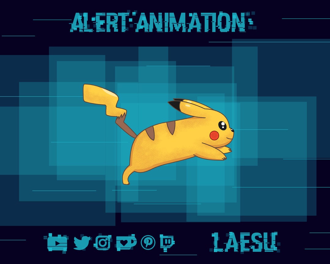 ANIMATED Pokemon Pikachu Follow Alert Package Twitch Stream Assets Cute ...