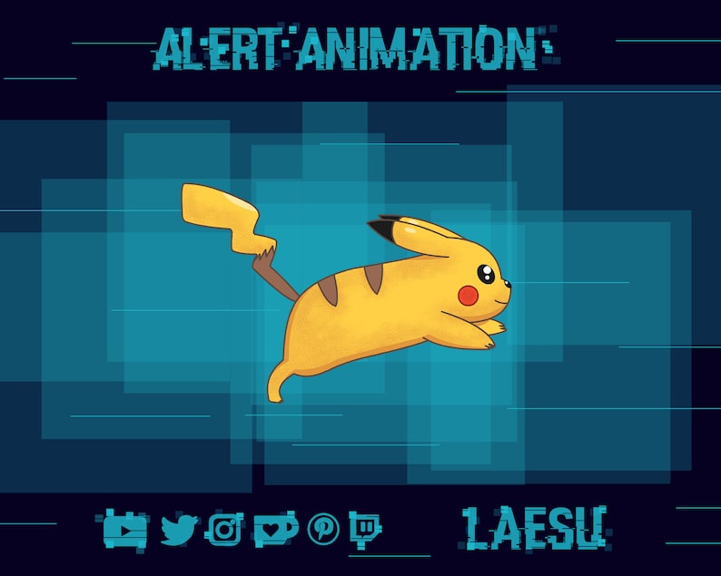 ANIMATED Pokemon Pikachu Follow Alert Package Twitch Stream Assets Cute ...