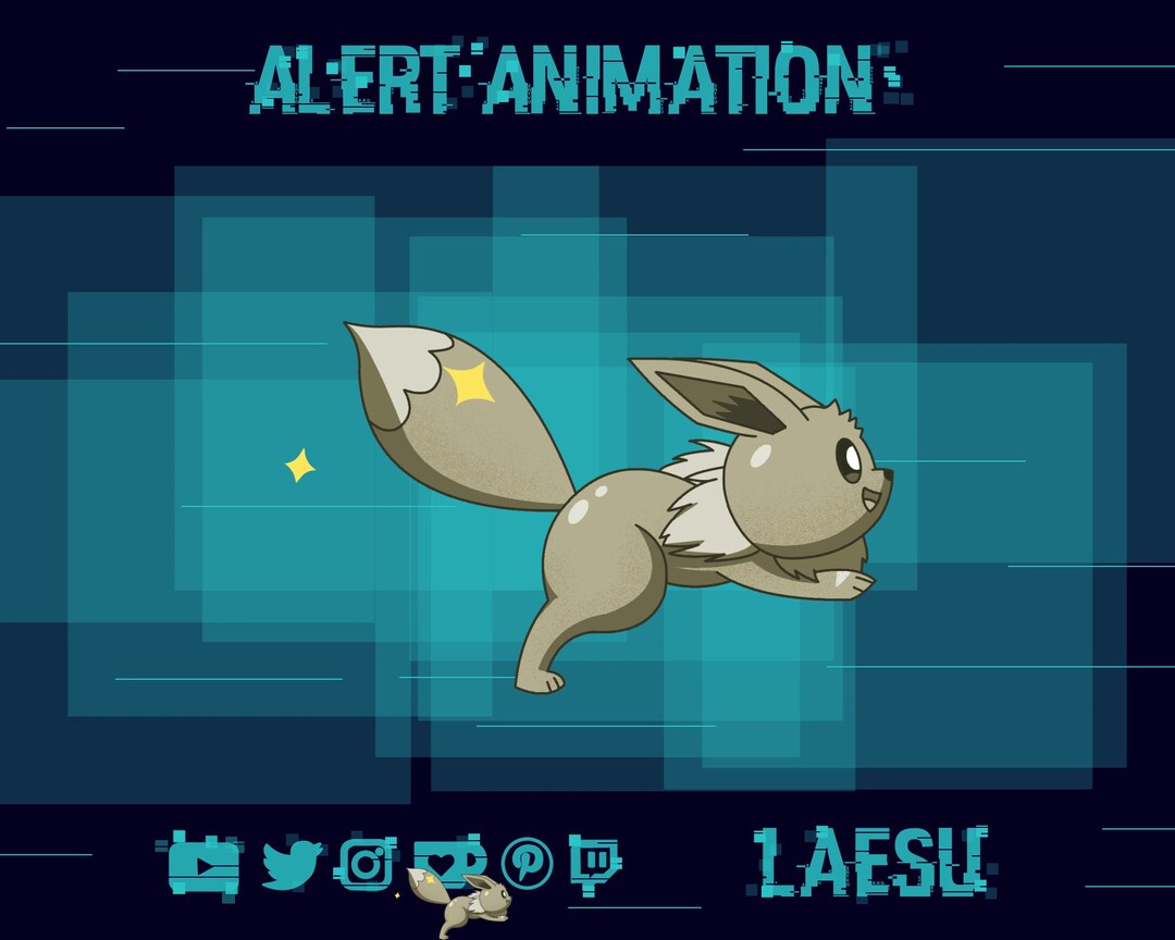 ANIMATED Pokemon Shiny Eevee Follow Alert Package Twitch Stream Assets ...