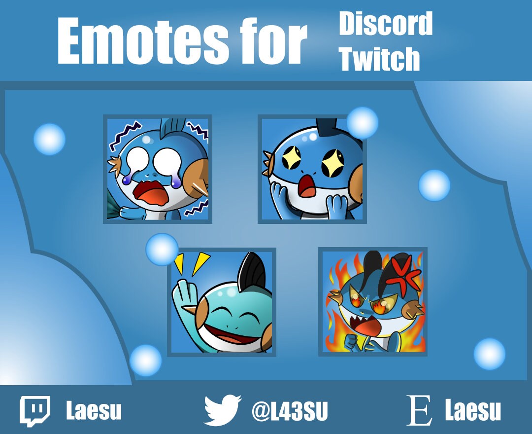 Pokemon Emotes: Mudkip Emote Set for Twitch and Discord - Etsy