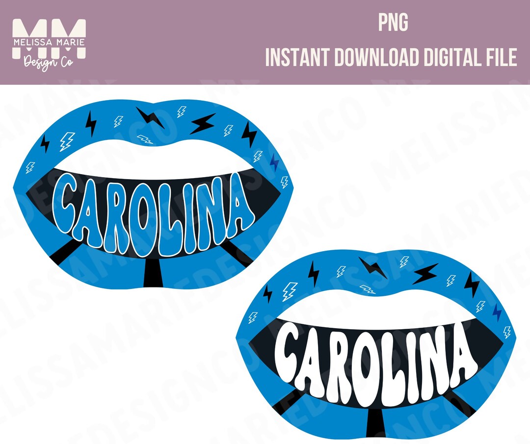Carolina Retro Rocker Lips With Text 80's PNG Graphic Download File ...