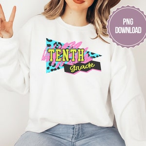 10th Tenth Grade Retro 90's PNG Graphic Download File - Etsy