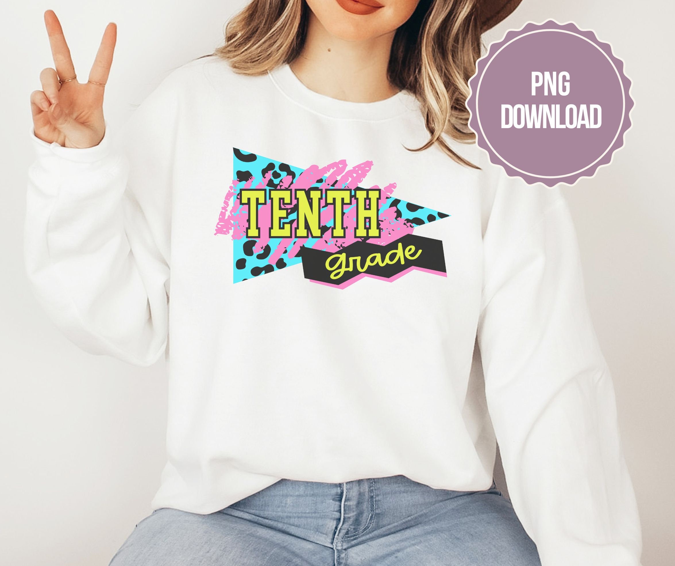 10th Tenth Grade Retro 90's PNG Graphic Download File - Etsy