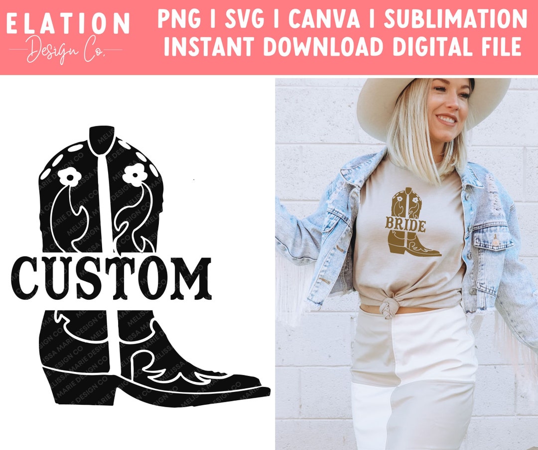 Custom Western Cowboy Boot Name Svg Png Graphic Download File - DTG ...