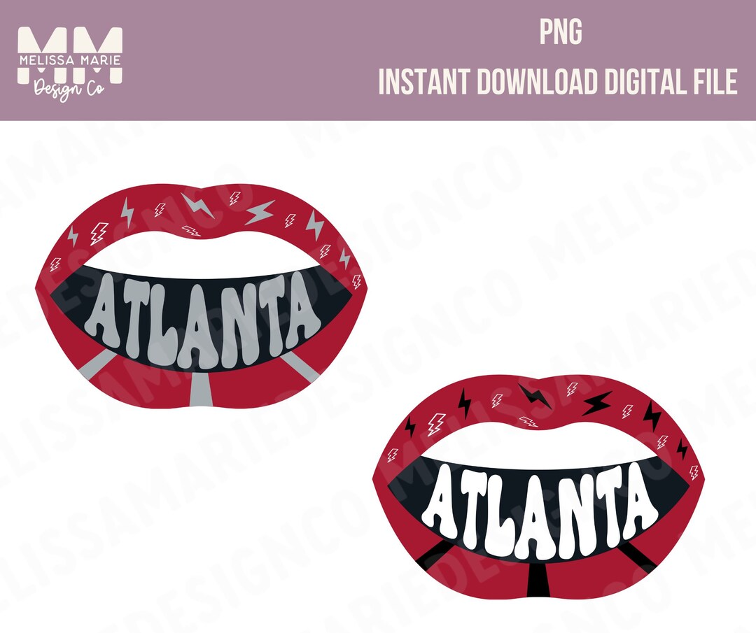 Atlanta Georgia Retro Rocker Lips With Text 80's PNG Graphic Download ...