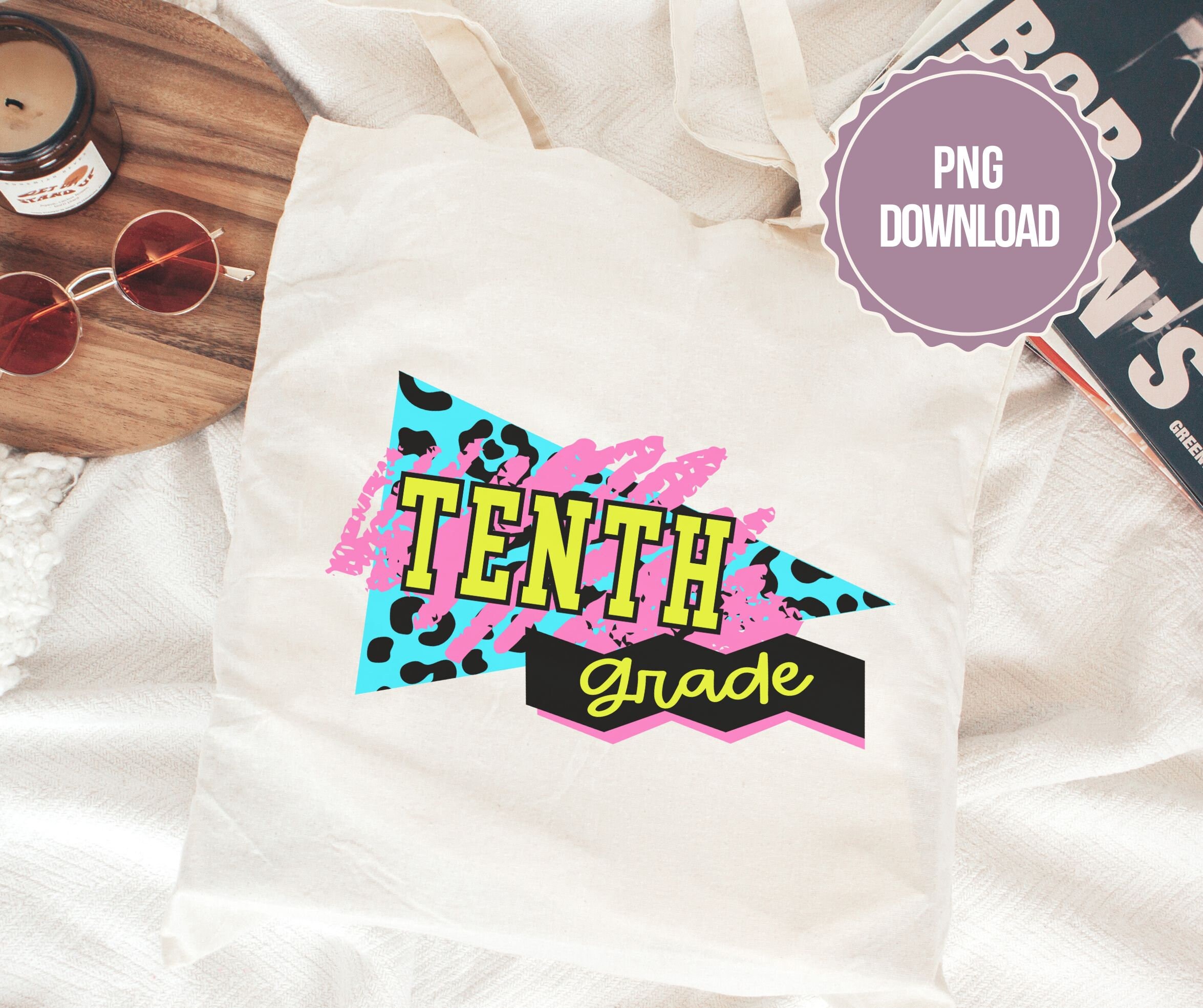 10th Tenth Grade Retro 90's PNG Graphic Download File - Etsy