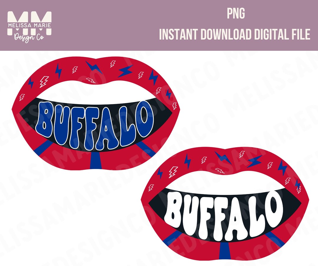 Buffalo New York Retro Rocker Lips With Text 80's PNG Graphic Download ...