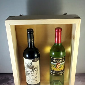 Wine Bottle Display Case Liquor Bottle Shadow Box Natural Unfinished ...