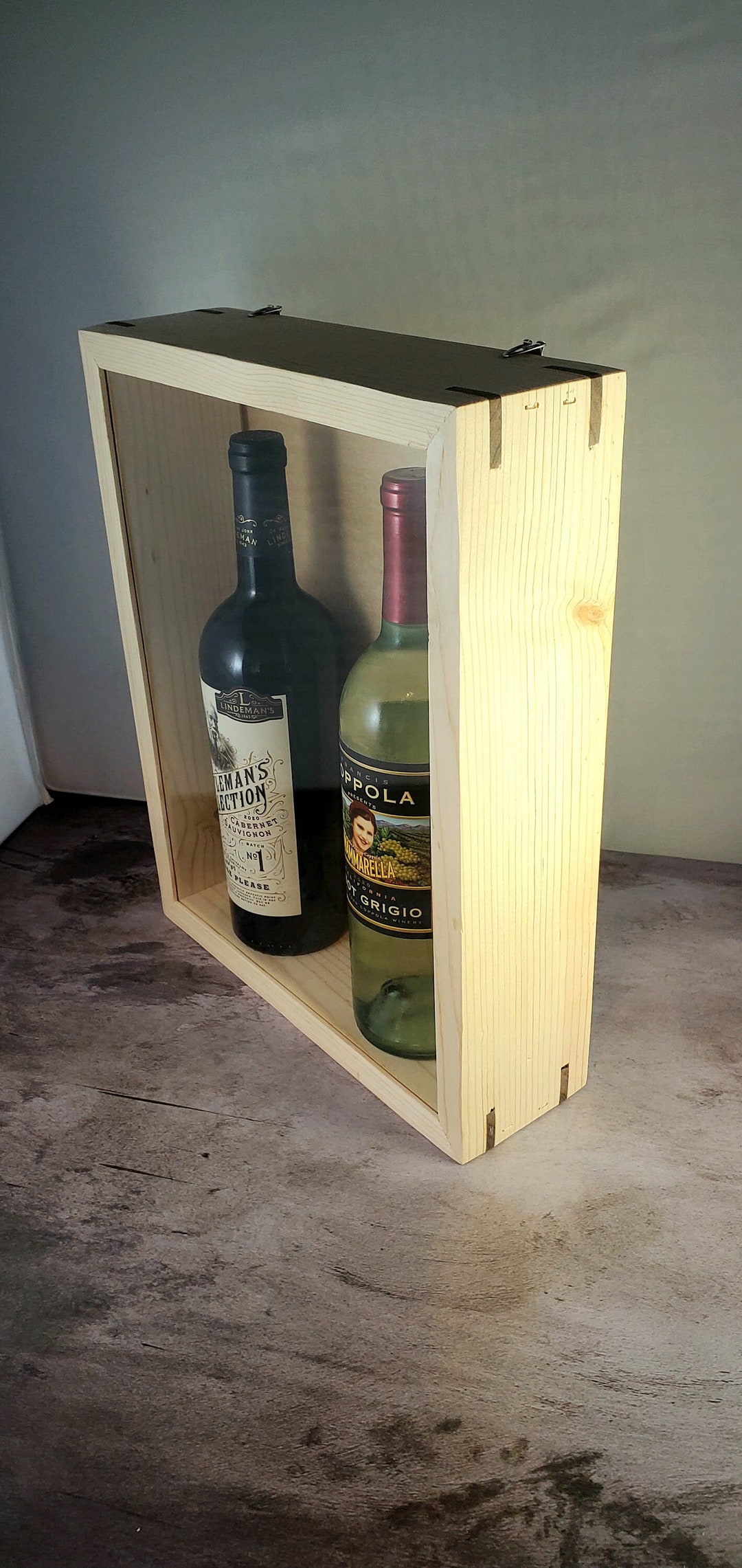 Wine Bottle Display Case Liquor Bottle Shadow Box Natural Unfinished ...