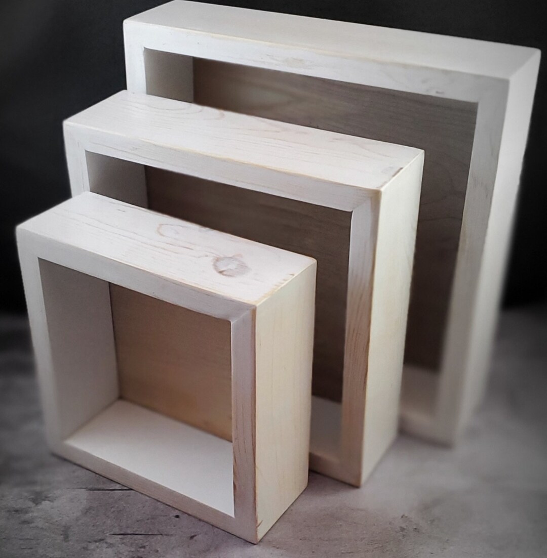 Distressed Floating Rustic Wall Cube Floating Shelf With Backer - Etsy