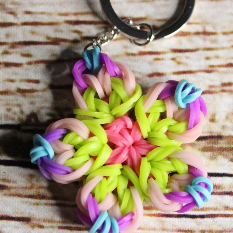 Rainbow Loom Keychain - Etsy