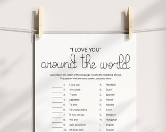 I Love You Around the World Bridal Shower Game Printable - Etsy