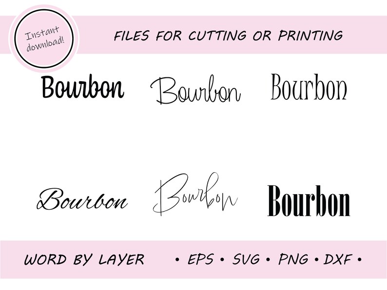 Bourbon Fonts SVG Cut File Bundle, Drinking Bourbon, Whiskey, Kentucky Bourbon, Scalable Vector ...