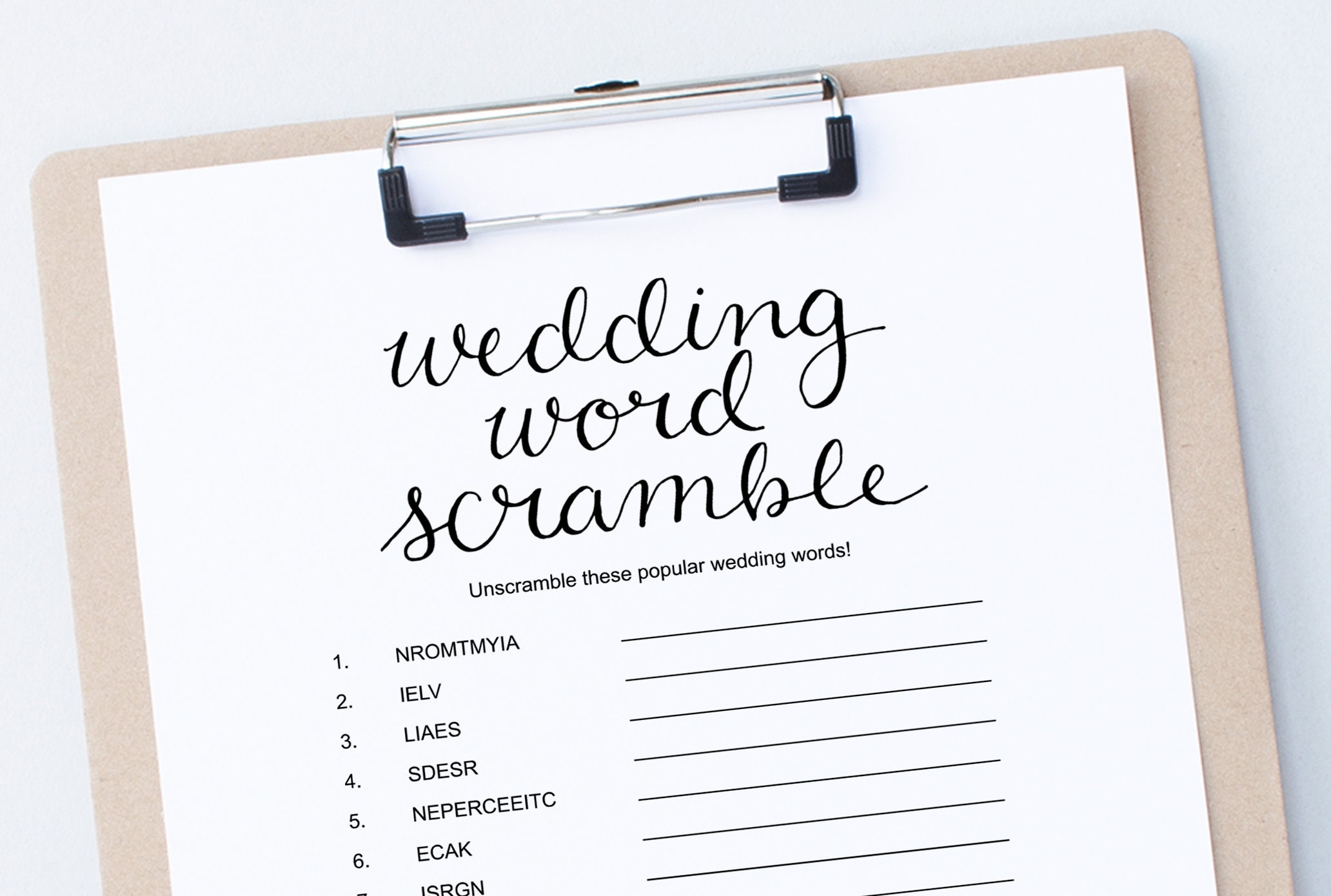 Wedding Word Scramble Printable Bridal Shower Game, Couples Shower Game ...