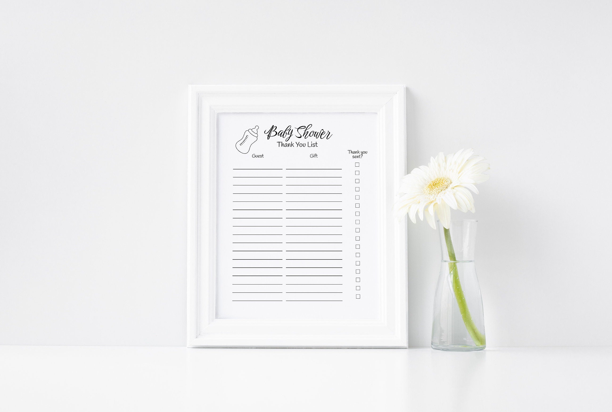 Baby Shower Thank You List, Baby Shower Gift Log, Gift Record Sheet ...