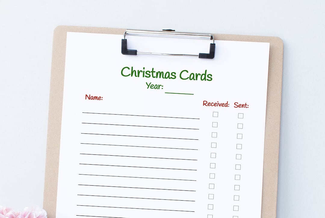 Christmas Card Tracker, Holiday Card List, Yearly Cards Sent and ...