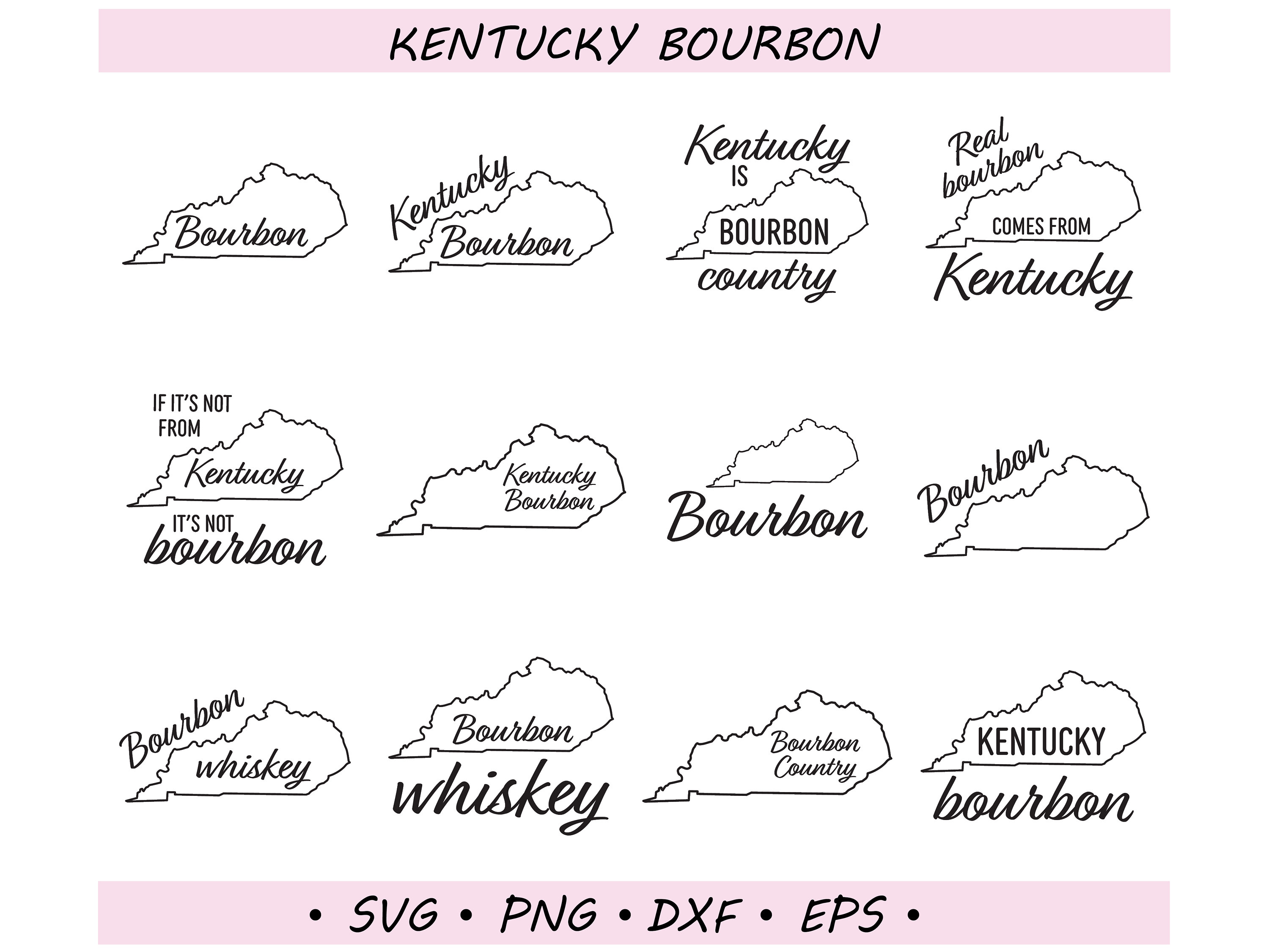 Kentucky Bourbon SVG Cut File Bundle, KY Bourbon Clip Art, Bourbon ...