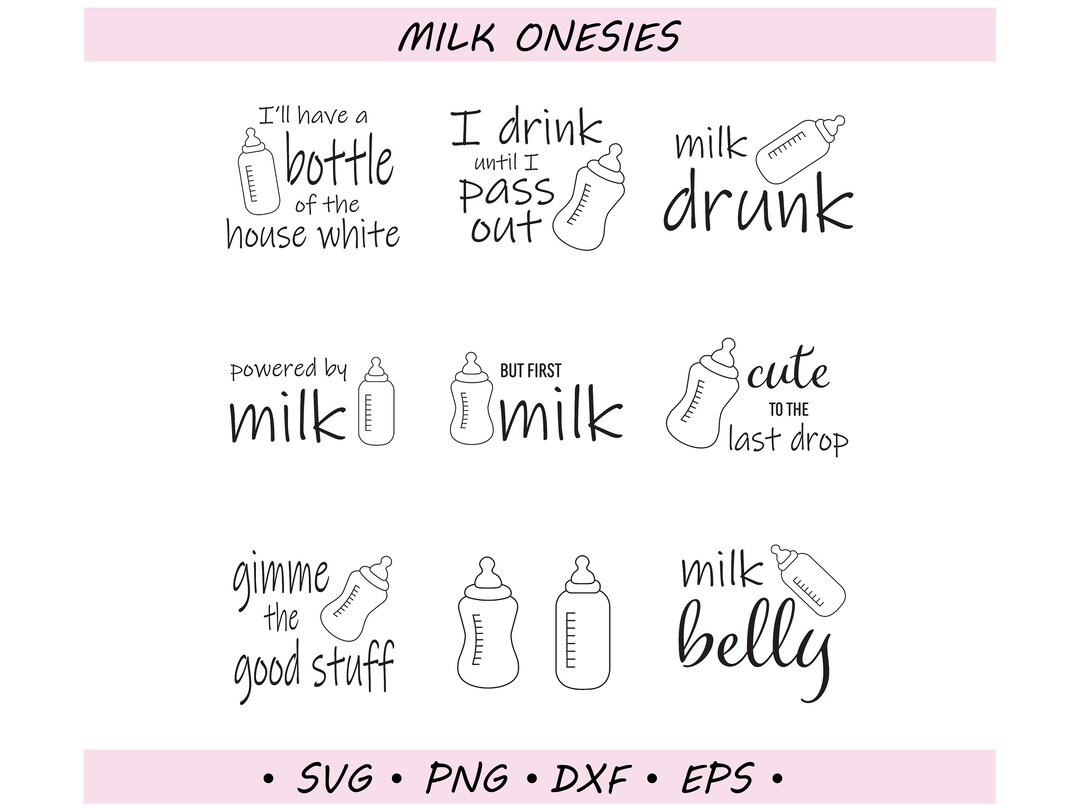 Milk Phrases Layered SVG Cut Files, Silly Baby Onesie Ideas, Funny ...