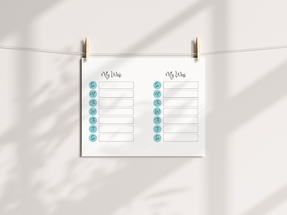 Minimalist One Week Plan Printable, Digital Instant Download, One Week ...