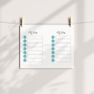 Minimalist One Week Plan Printable, Digital Instant Download, One Week ...