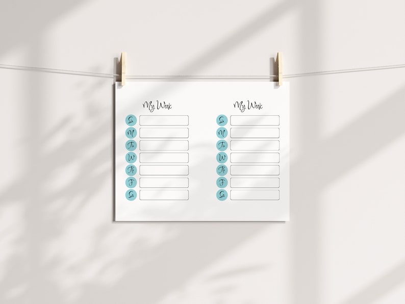 Minimalist One Week Plan Printable, Digital Instant Download, One Week ...