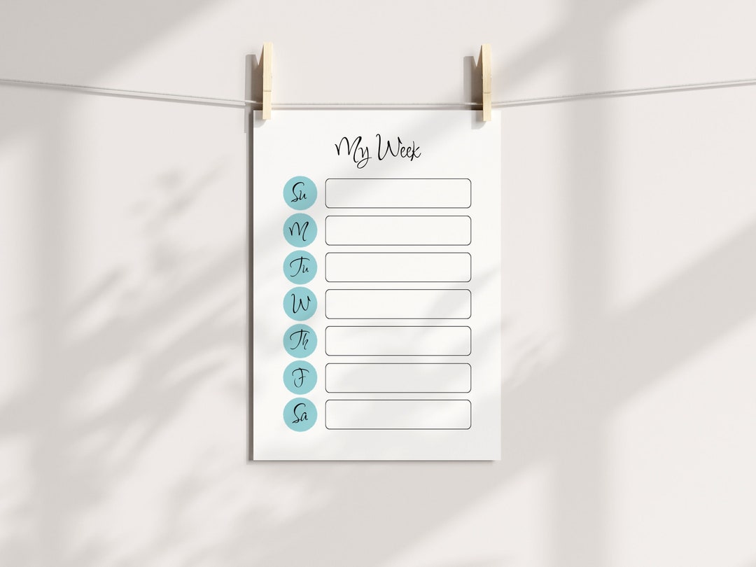 Minimalist One Week Plan Printable, Digital Instant Download, One Week ...