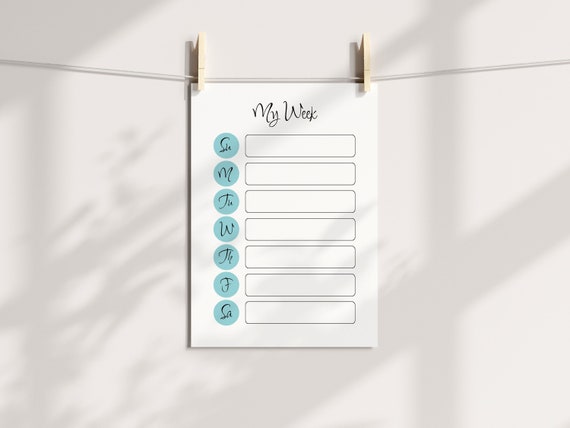 Minimalist One Week Plan Printable Digital Instant Download - Etsy