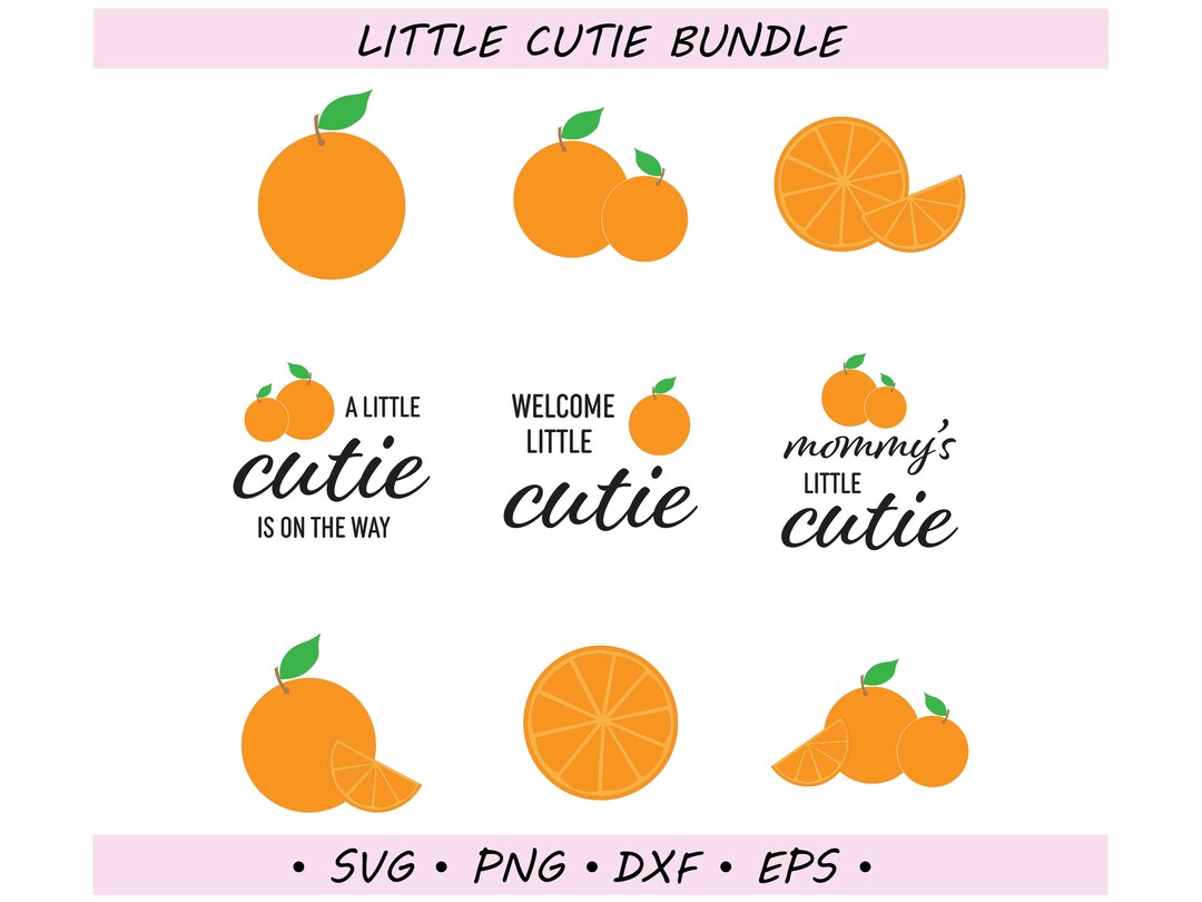 Little Cutie Baby Shower Theme SVG Cut Files, Orange Clip Art, Cutie ...