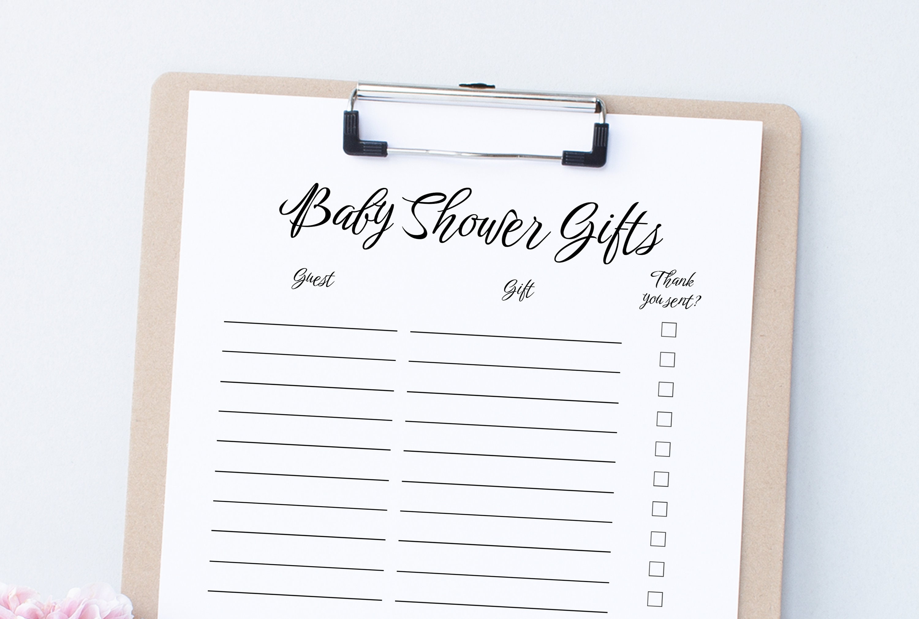 Baby Shower Gift List, Thank You Log, Gift Record Sheet, Printable ...