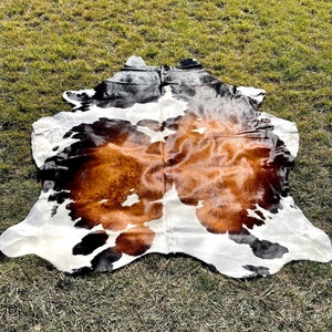 Genuine Tricolor Cowhide Rug, Brazilian Cow Hide Rug Large - Etsy
