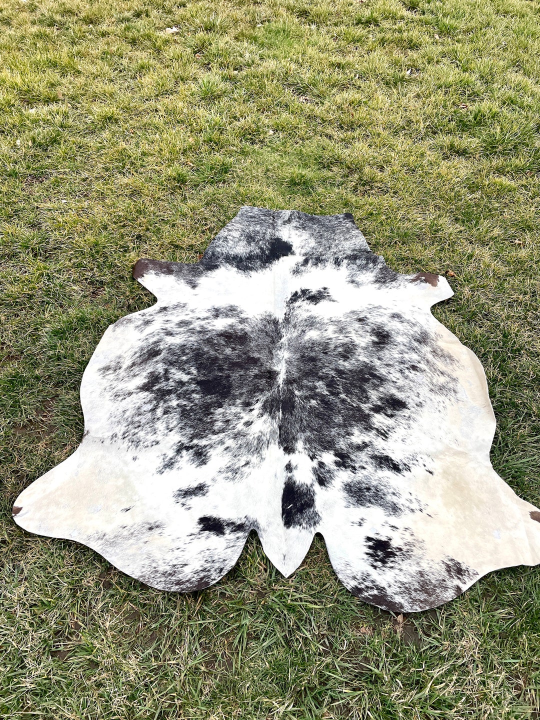 Genuine Black & White Cowhide Rug, Speckled Brazilian Cow Hide Rug - Etsy