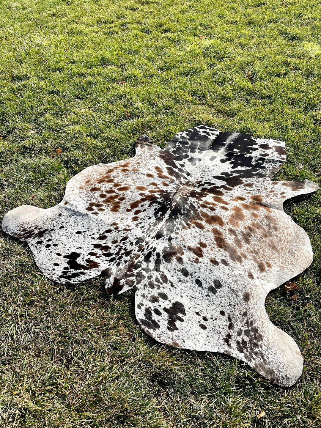 Genuine Tricolor Hair on Cowhide Rug, Speckled Brazilian Cow Hide Rug ...