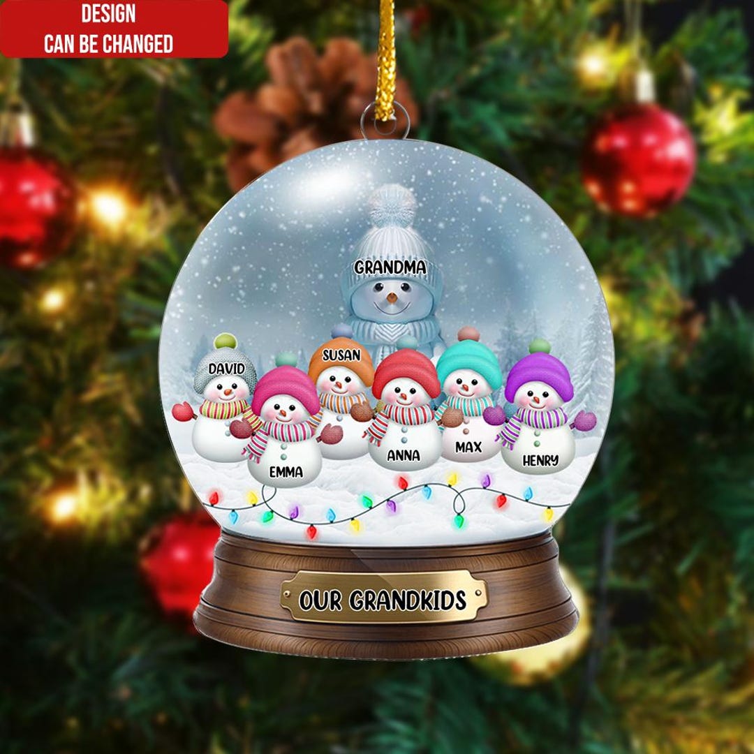 Our Grandkids, Grandma Snowman Christmas Personalized Acrylic Ornament, Gift for Grandma, Custom ...